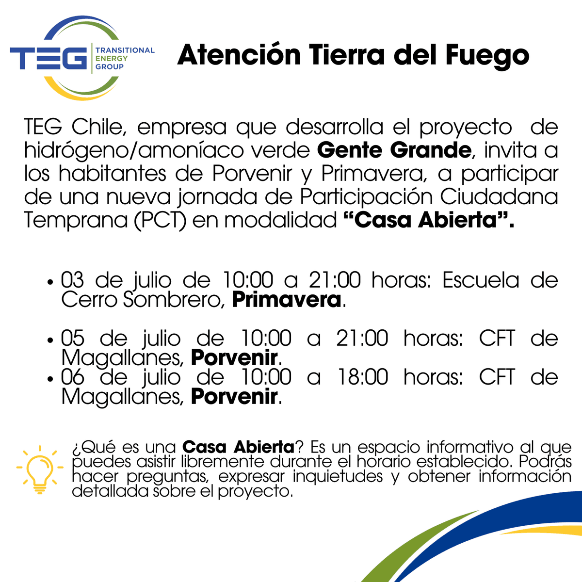 TEG CHILE INVITA A LA COMUNIDAD FUEGUINA A PARTICIPAR EN CASA ABIERTA ...